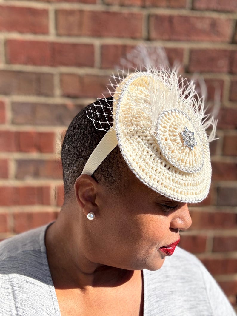 Crochet Cream Fascinator - Etsy