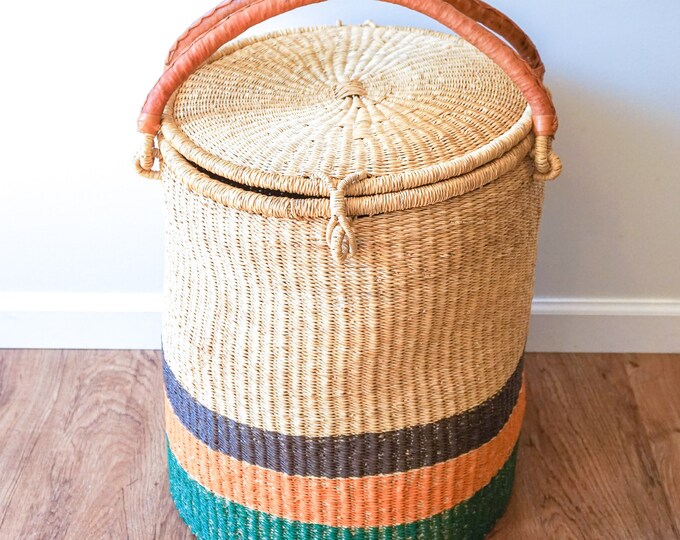 Gigantic Vintage Woven Tribal African Basket Hamper With Woven Hinge ...