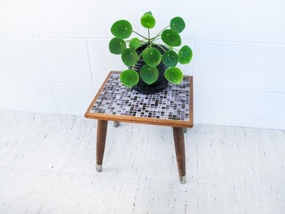 Midcentury Mini Tile Wood Table Plant Stand - Etsy