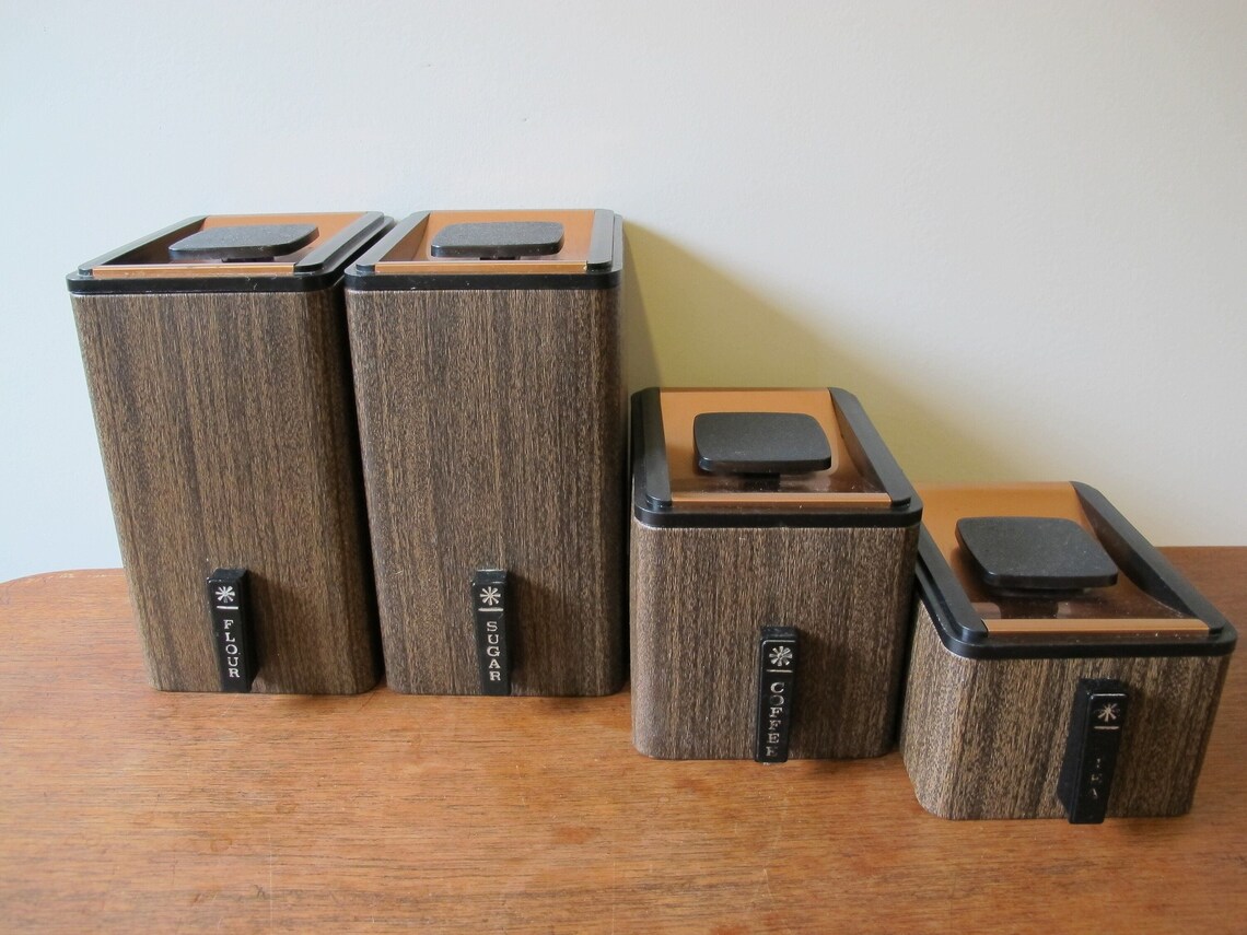 Midcentury Stackable Canister Set With Copper Flashed Lids - Etsy