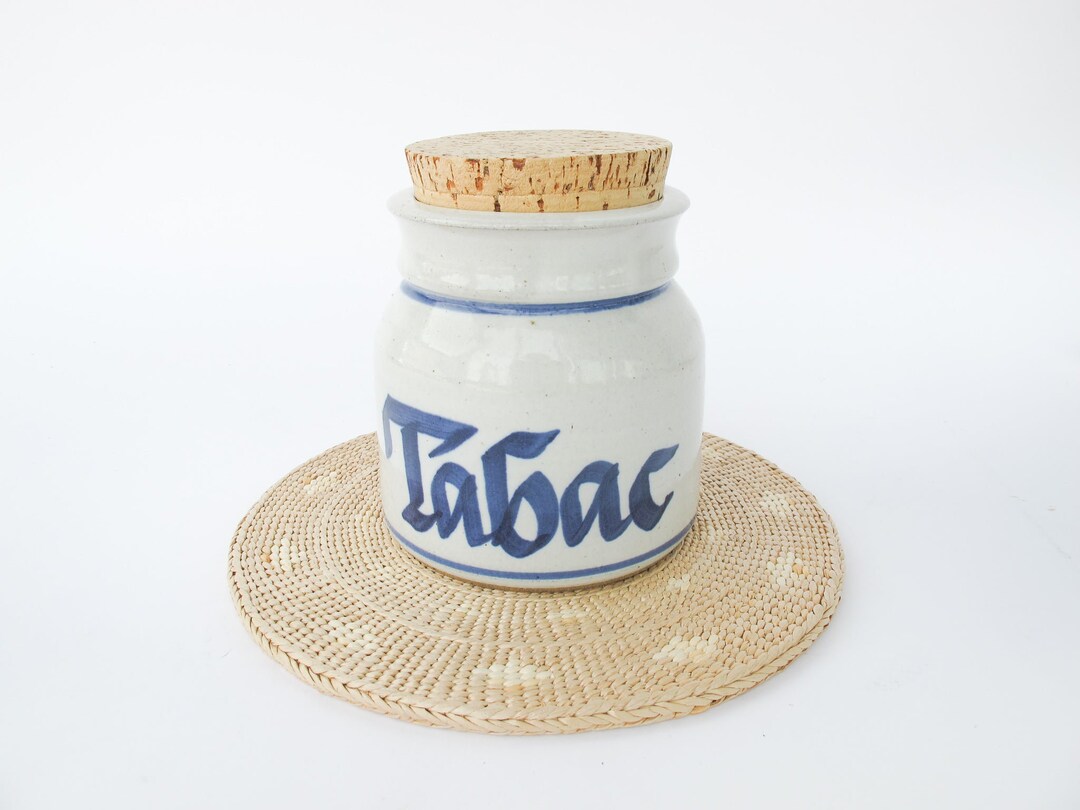 Ceramic Tobac Tobacco Stoneware Ceramic Canister With Cork Lid - Etsy