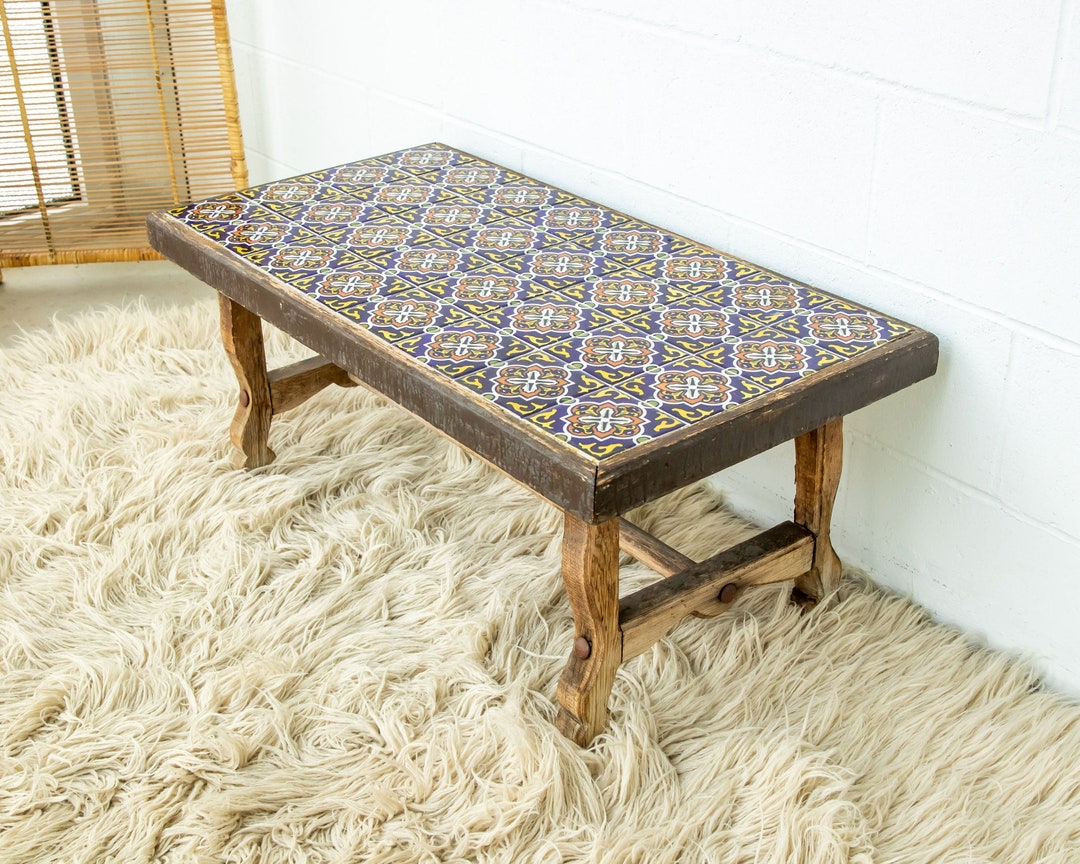 Mexican Tile and Wood Coffee Table - Etsy