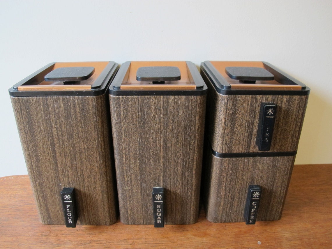 Midcentury Stackable Canister Set With Copper Flashed Lids - Etsy