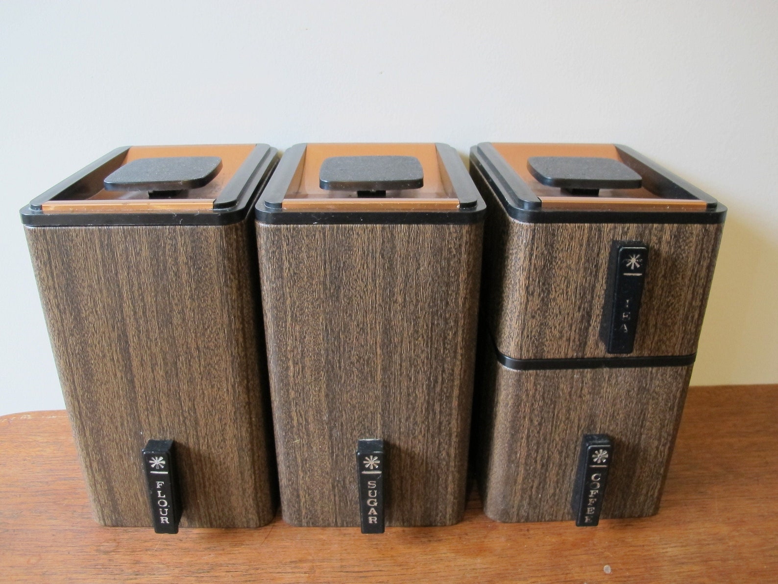 Midcentury Stackable Canister Set With Copper Flashed Lids - Etsy