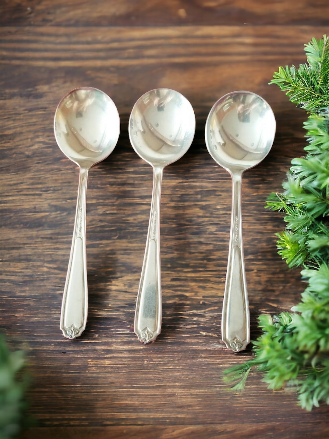 Lot of 3 National Silver Co EPNS Spoons, NS Co EPNS Serving Spoons ...