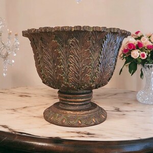 Vintage Decorative Planter, Neoclassical Style Home Decor, Large Footed ...