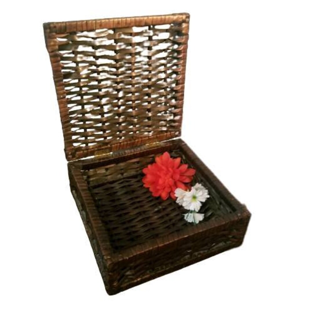 Vintage Wicker Trinket Box, Miniature Storage Chest, Decorative Chest ...