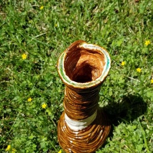 Vintage Art Ceramics Brown Vase Music Vase Flower Vase Handmade Glazed ...