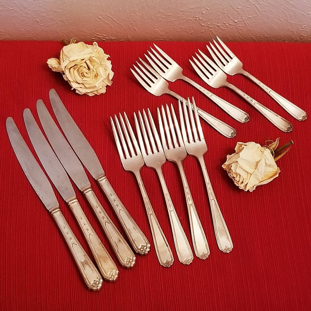 Antique Set of N.S.CO. Trademark Stainless Steel Flatware 12 Pcs, 4 ...
