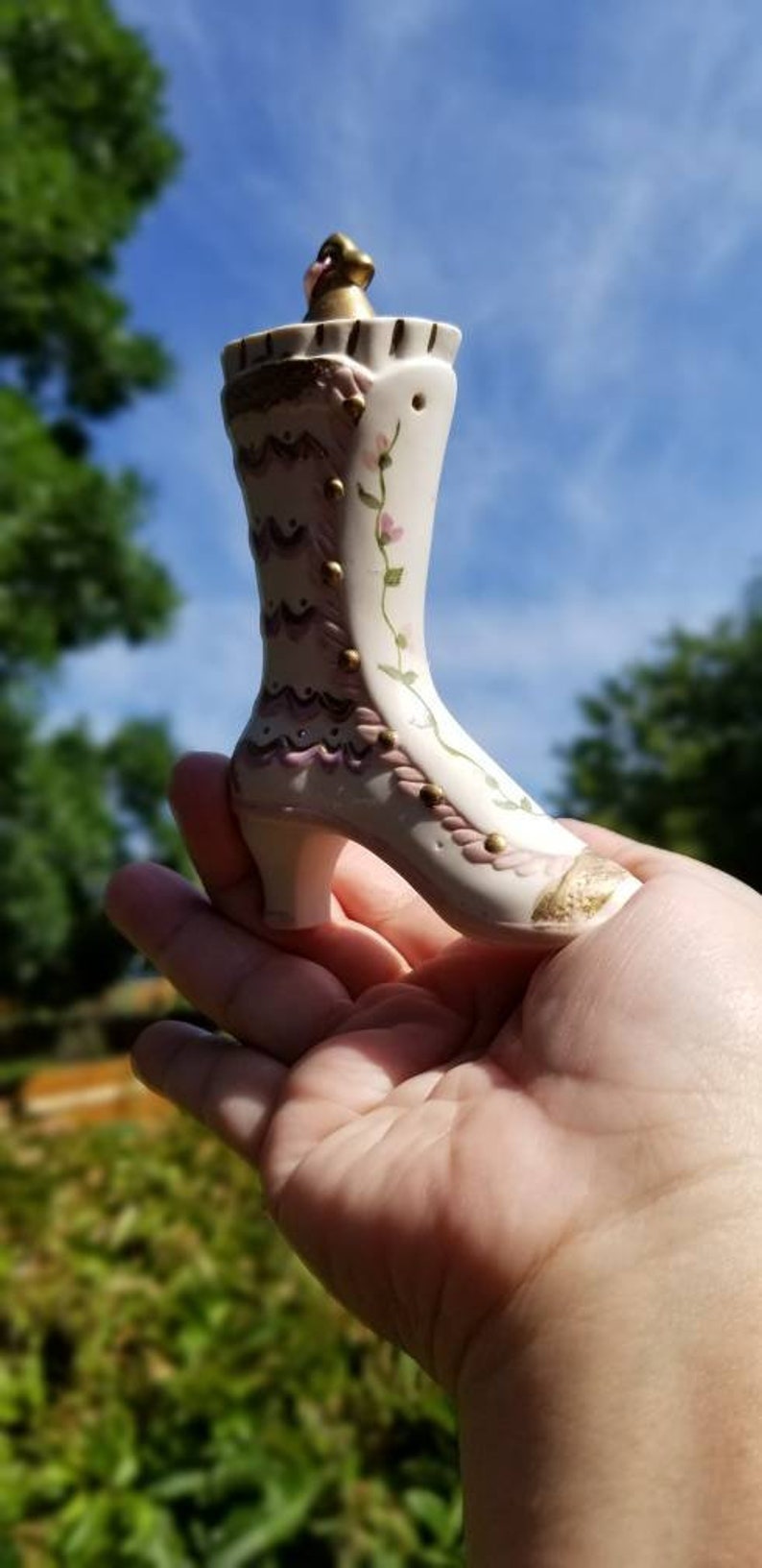 Vintage Mini Boot Figurine Miniature Boot Mini Shoe Floral | Etsy