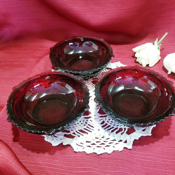 Small Red Glass Bowls - Etsy