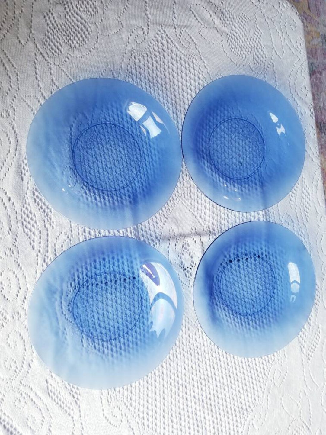 4 Vintage Blue Glass Bowls Made in Brazil Appetizer Bowls Blue ...