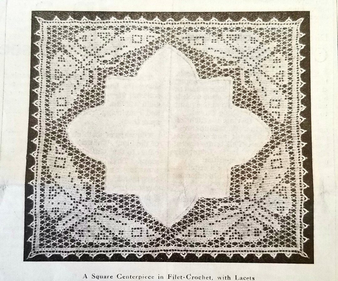 1921 Antique Crochet Pattern Download, Crochet Centerpiece Pattern ...