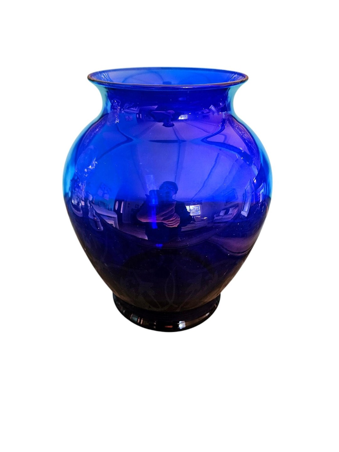 Cobalt Blue Glass Vase, Ball Vase, Flower Vase, Blue Home Interior ...