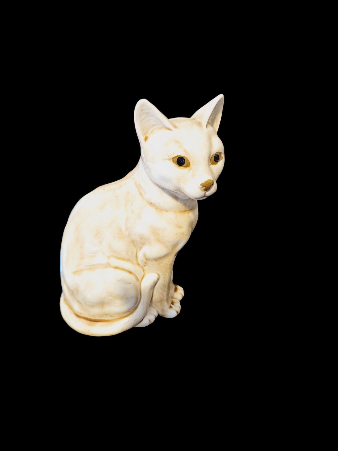 Vintage Cat Figurine, Sitting Cat Figurine, Cat Home Decor, Beige ...