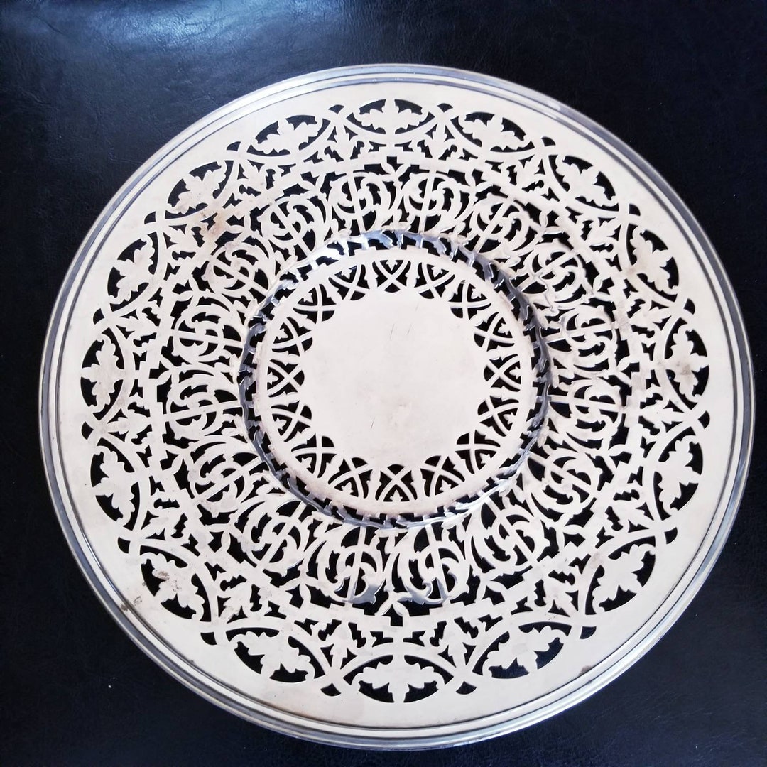 Vintage Filigree Silver Plate Dish, Silver Deposit on Nickel Silver ...