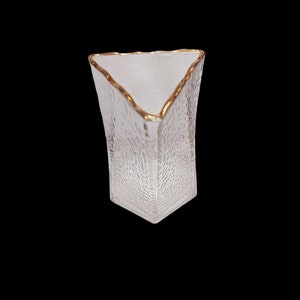 Vintage Clear Glass Vase With Gold Rim, Glass Flower Vase, Triangle ...