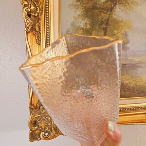 Vintage Clear Glass Vase With Gold Rim, Glass Flower Vase, Triangle ...