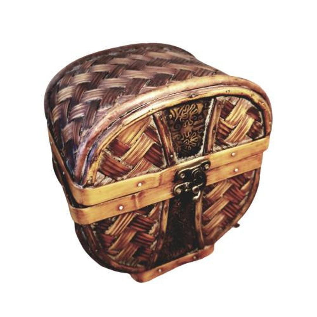 Vintage Wicker Trinket Box, Miniature Storage Chest, Decorative Chest ...
