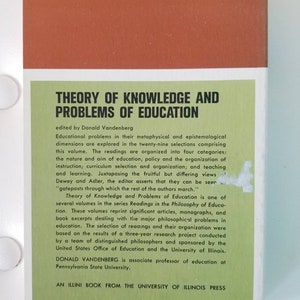 Vintage Book 1969 Theory of Knowledge and Problems of Education Edited ...
