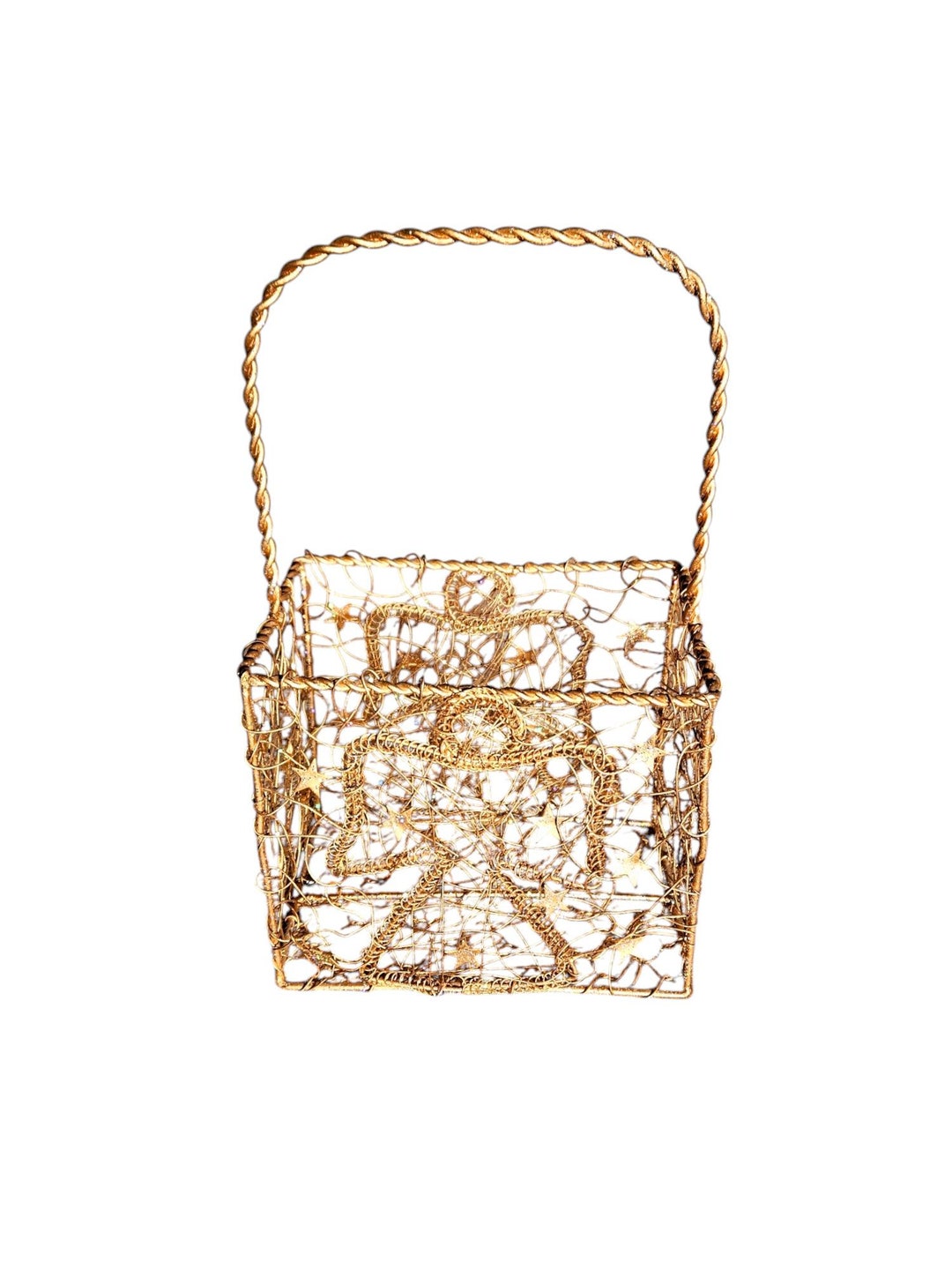 Decorative Wire Basket, Gold Tone Basket, Christmas Decor, Room Decor ...
