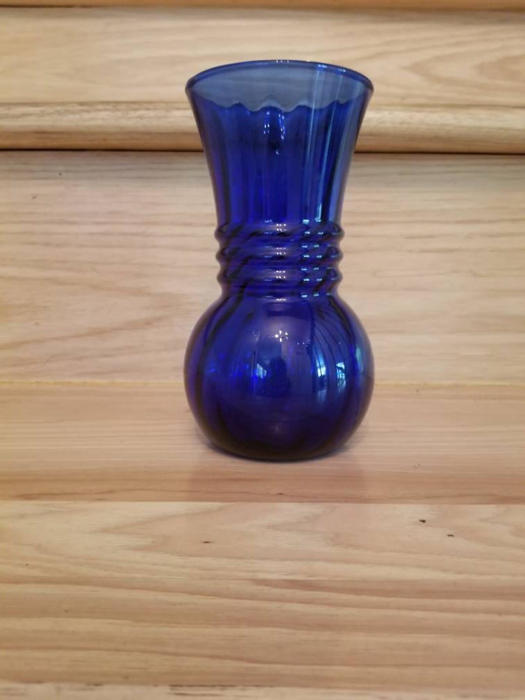 Vintage Cobalt Blue Glass Vase, Small Blue Vase, Flower Vase, Blue Home ...