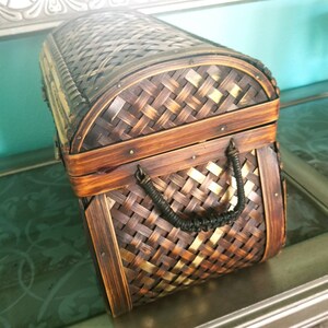 Vintage Wicker Trinket Box With Handles Storage Chest Box - Etsy