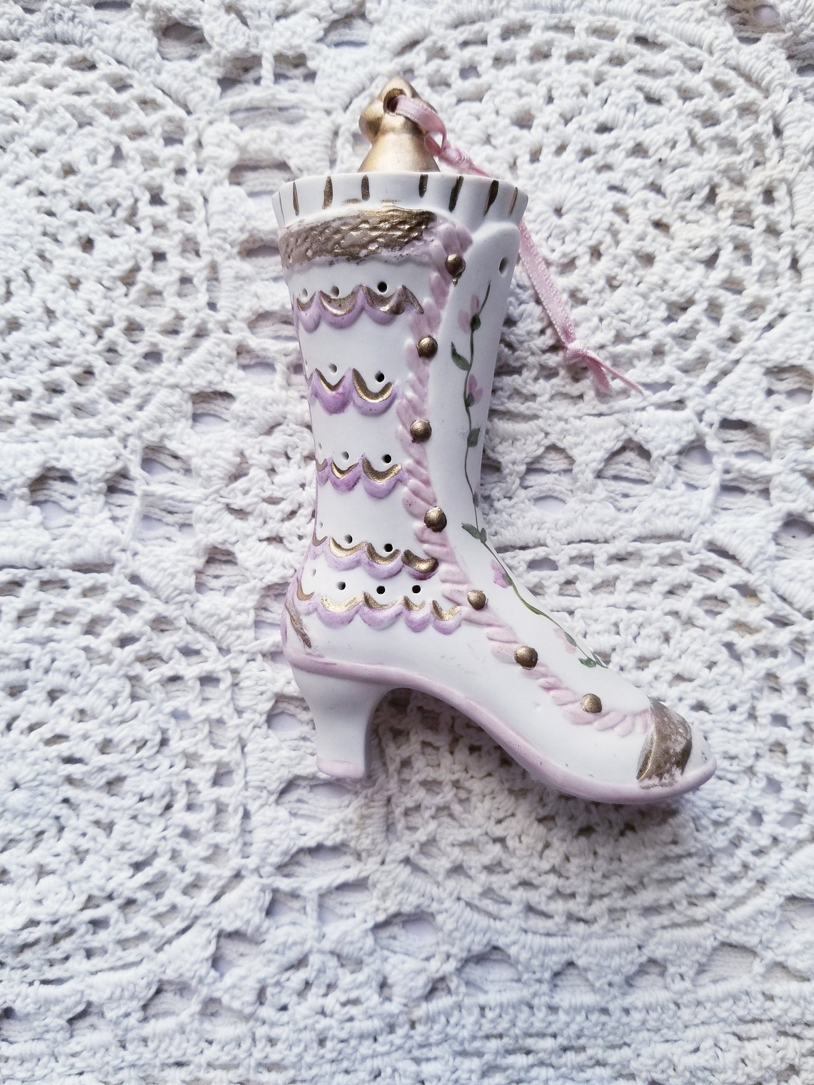 Vintage Mini Boot Figurine Miniature Boot Mini Shoe Floral | Etsy