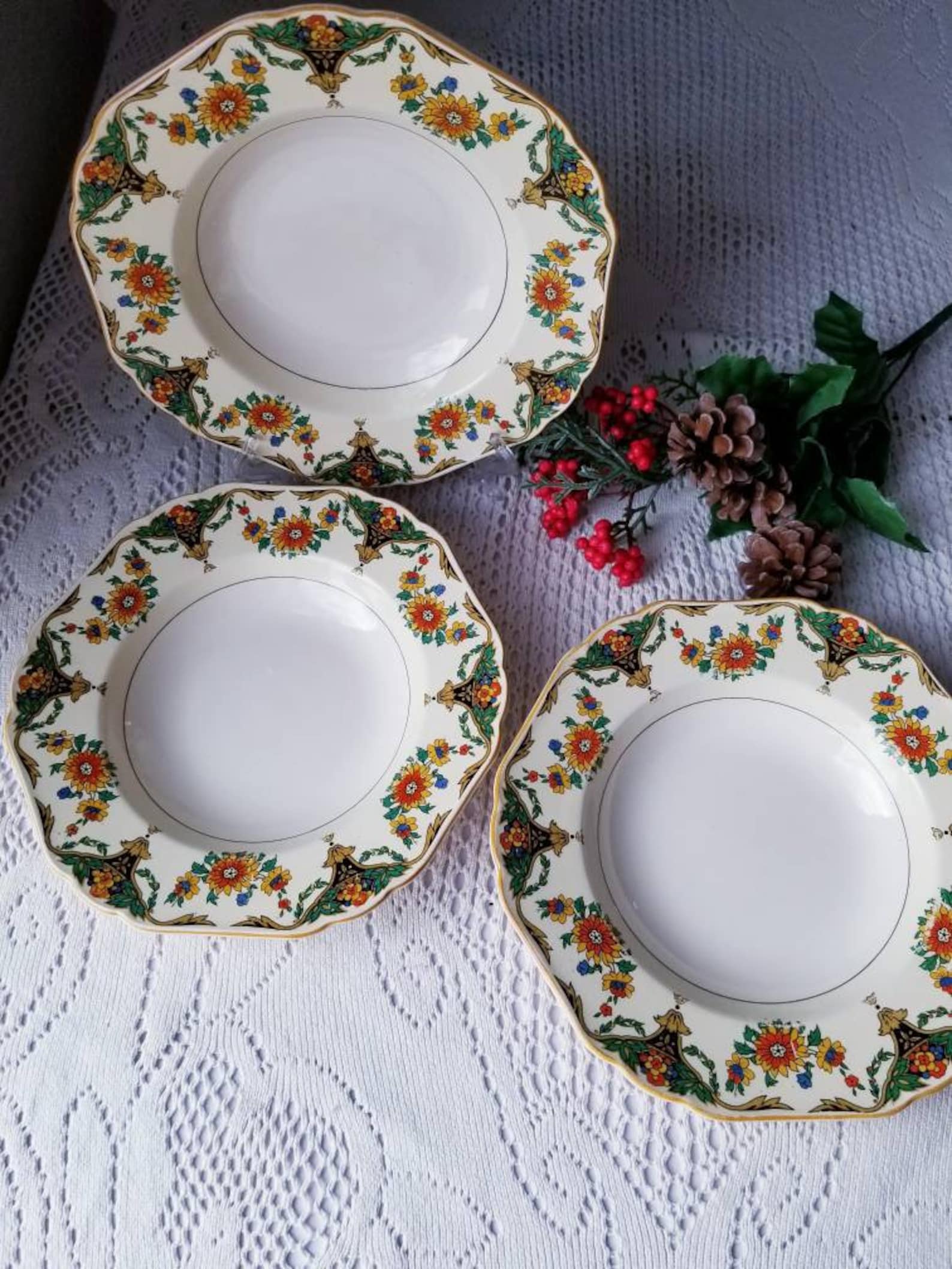 3 Vintage Art Deco Soup Bowls by John Maddock and Sons LTD | Etsy