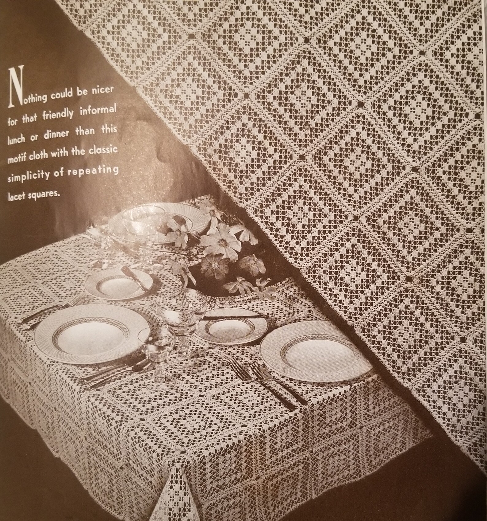 1940s Vintage Tablecloth Crochet Pattern Instant Download - Etsy