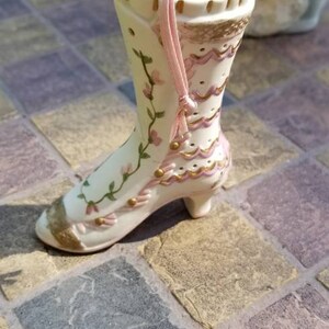 Vintage Mini Boot Figurine, Miniature Boot, Mini Shoe, Floral Design ...