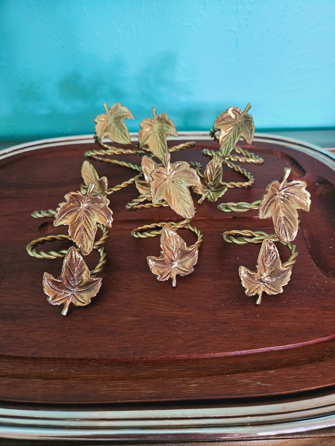 Vintage Brass Napkin Ring Set of 6, Retro Napkin Rings, Gold Tone ...