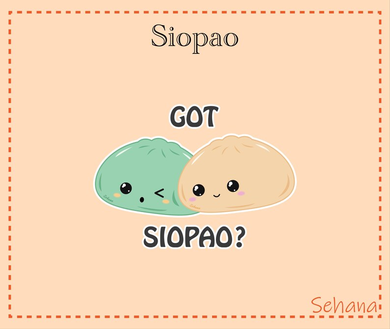 Sweet Cute Kawaii Siopao, Steamed Bun, Bao, Manapua Clipart Digital ...