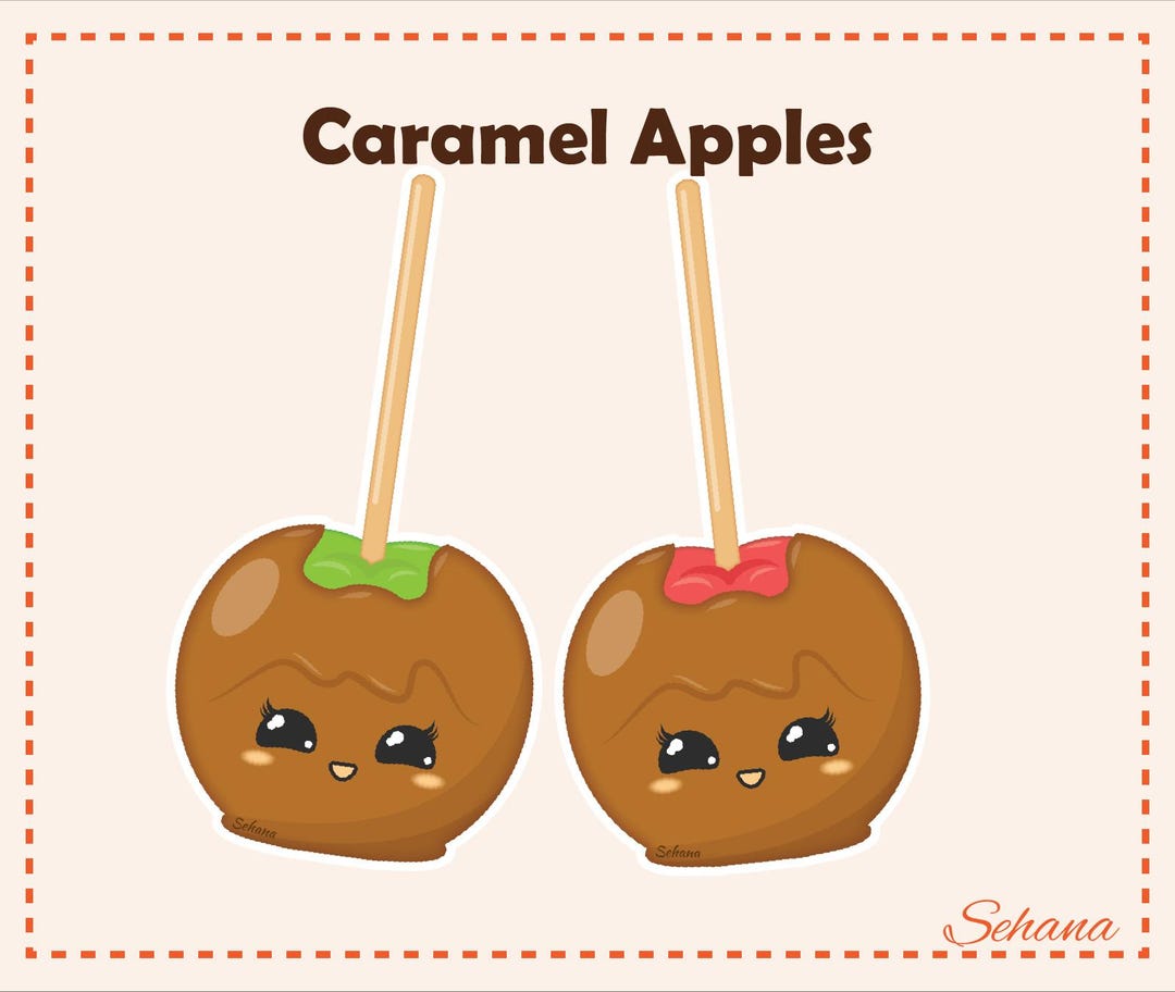 Caramel Apples Vector Stickers Clipart Digital Download - Etsy
