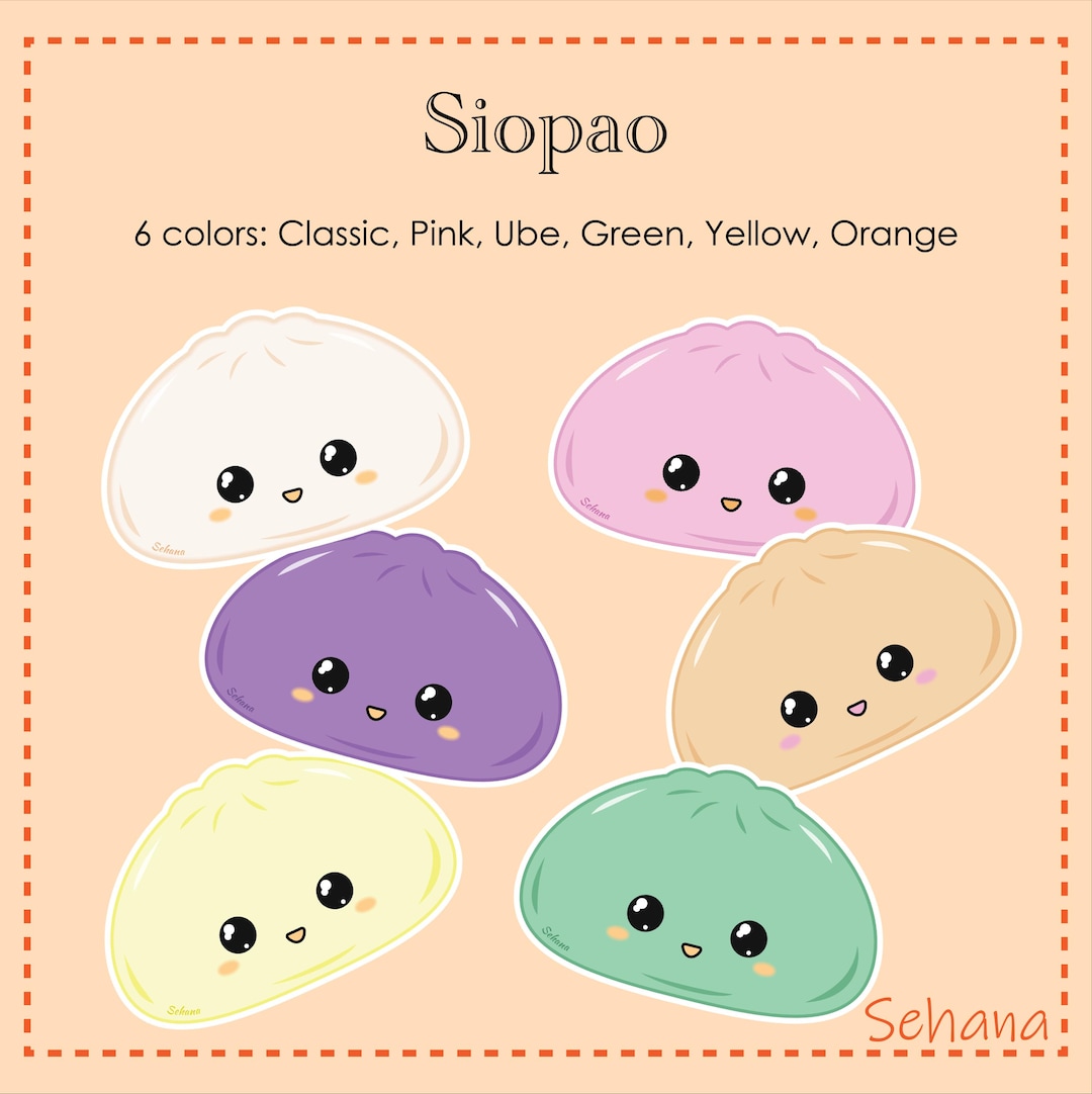 Sweet Cute Kawaii Siopao, Steamed Bun, Bao, Manapua Clipart Digital ...