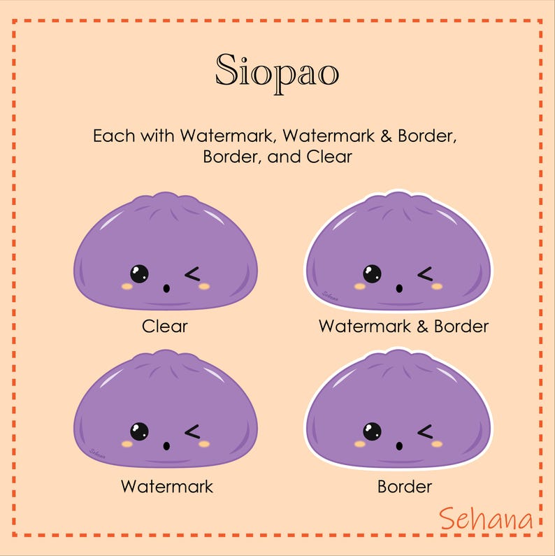 Sweet Cute Kawaii Siopao, Steamed Bun, Bao, Manapua Clipart Digital ...