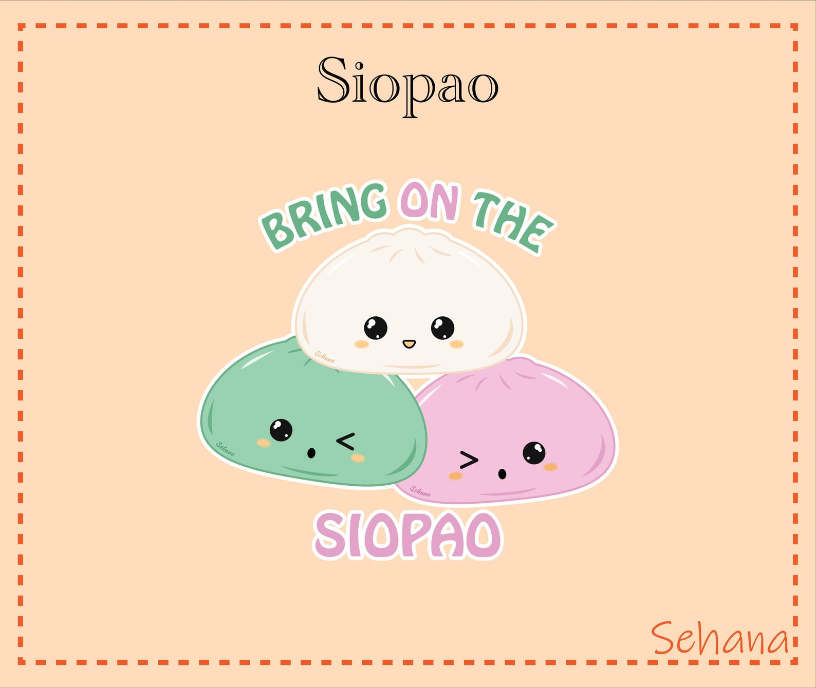Sweet Cute Kawaii Siopao, Steamed Bun, Bao, Manapua Clipart Digital ...