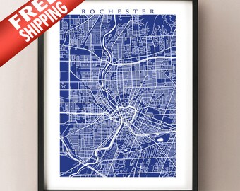 Rochester MN Map Print Minnesota Poster | Etsy