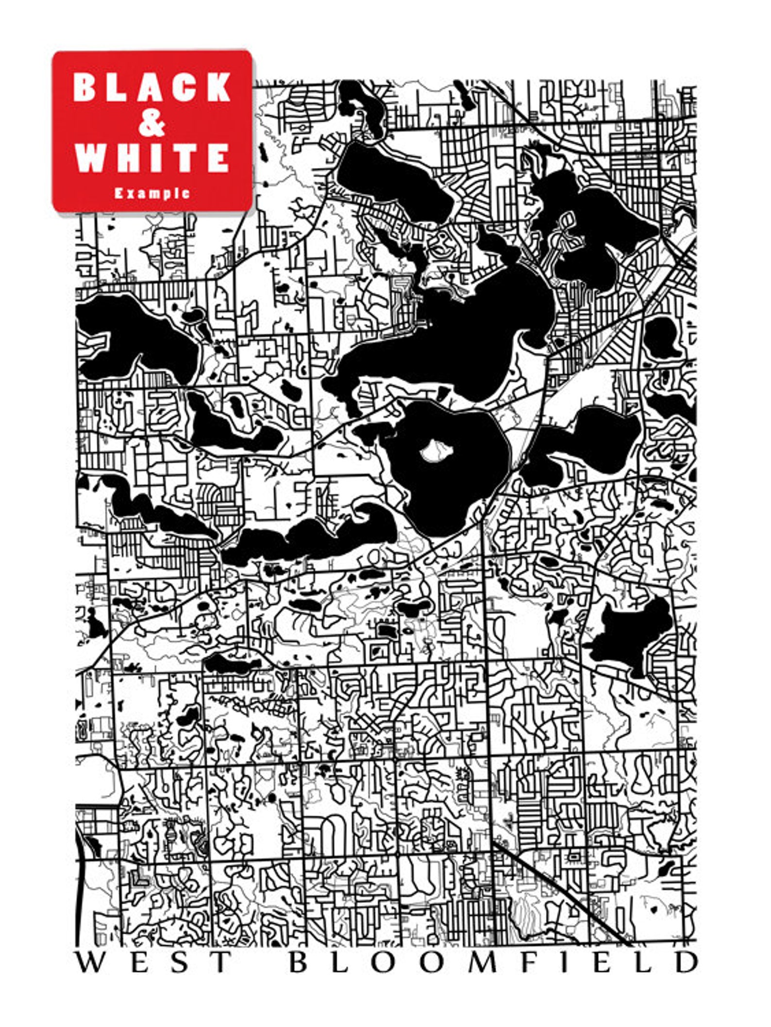 West Bloomfield Township MI Map Michigan Poster | Etsy