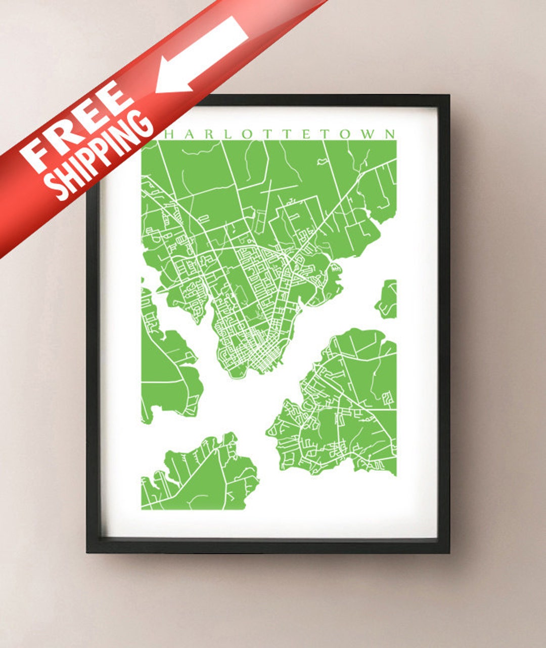 Charlottetown Map - PEI Art Poster - Etsy