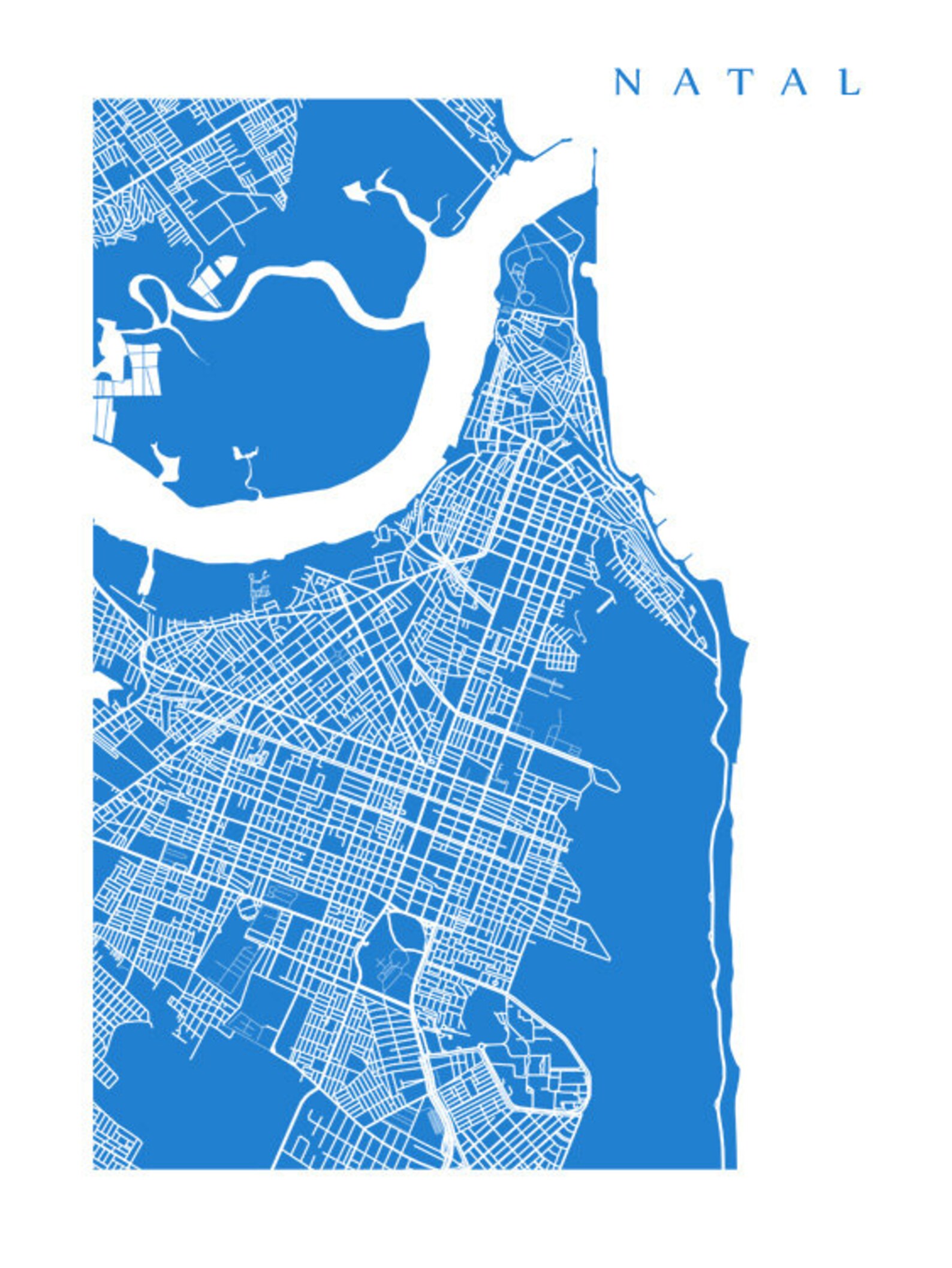 Natal Map Print Brazil Poster | Etsy