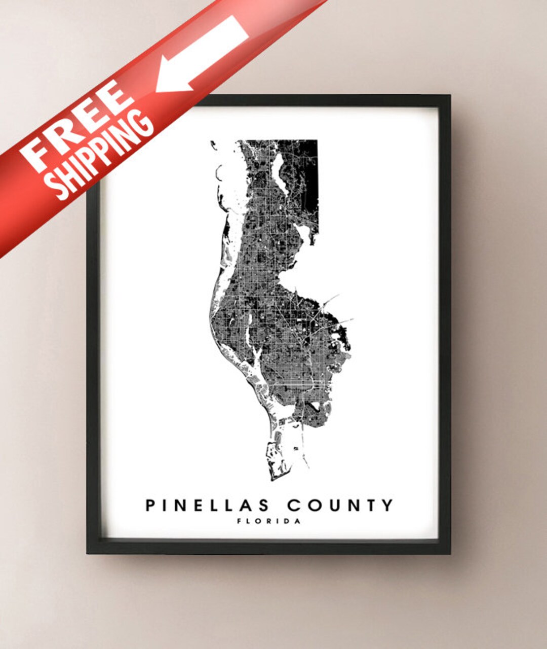 Pinellas County, FL - City Limits Map Print - Etsy