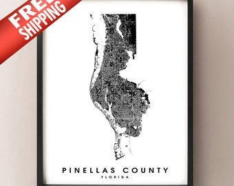 Pinellas County Map - Etsy