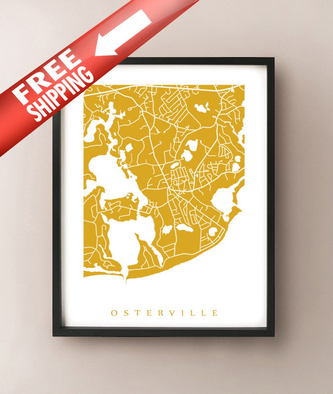 Osterville, Cape Cod Map Print - FREE SHIPPING - Etsy
