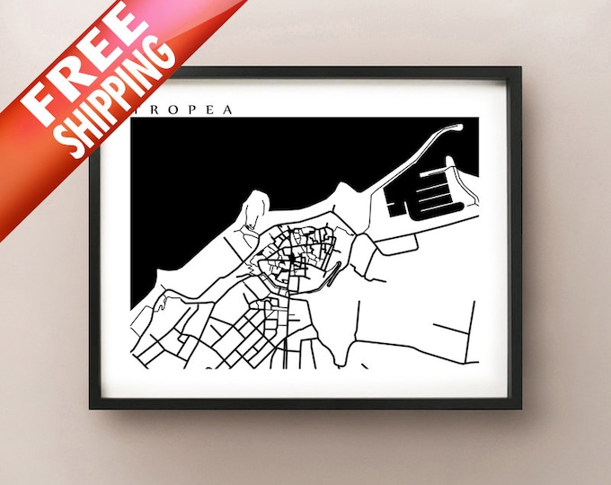 Tropea Map Print - Italy Art Poster - Black and White - Vibo Valentia ...