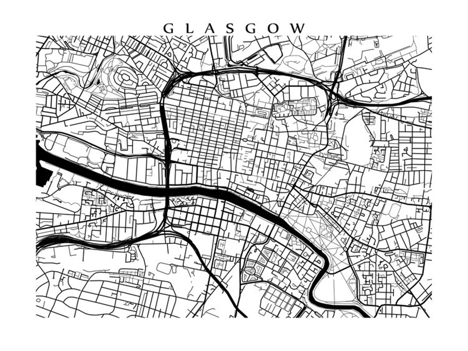 Glasgow Map Print Scotland Poster - Etsy