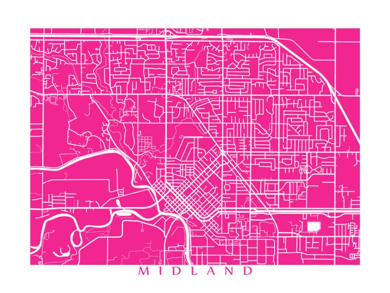 Midland MI Map Michigan Poster - Etsy