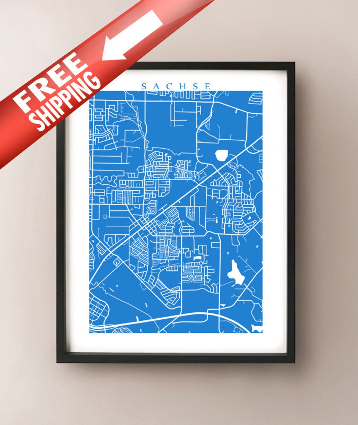 Sachse, TX Map Print - Dallas-fort Worth Texas Poster - Etsy