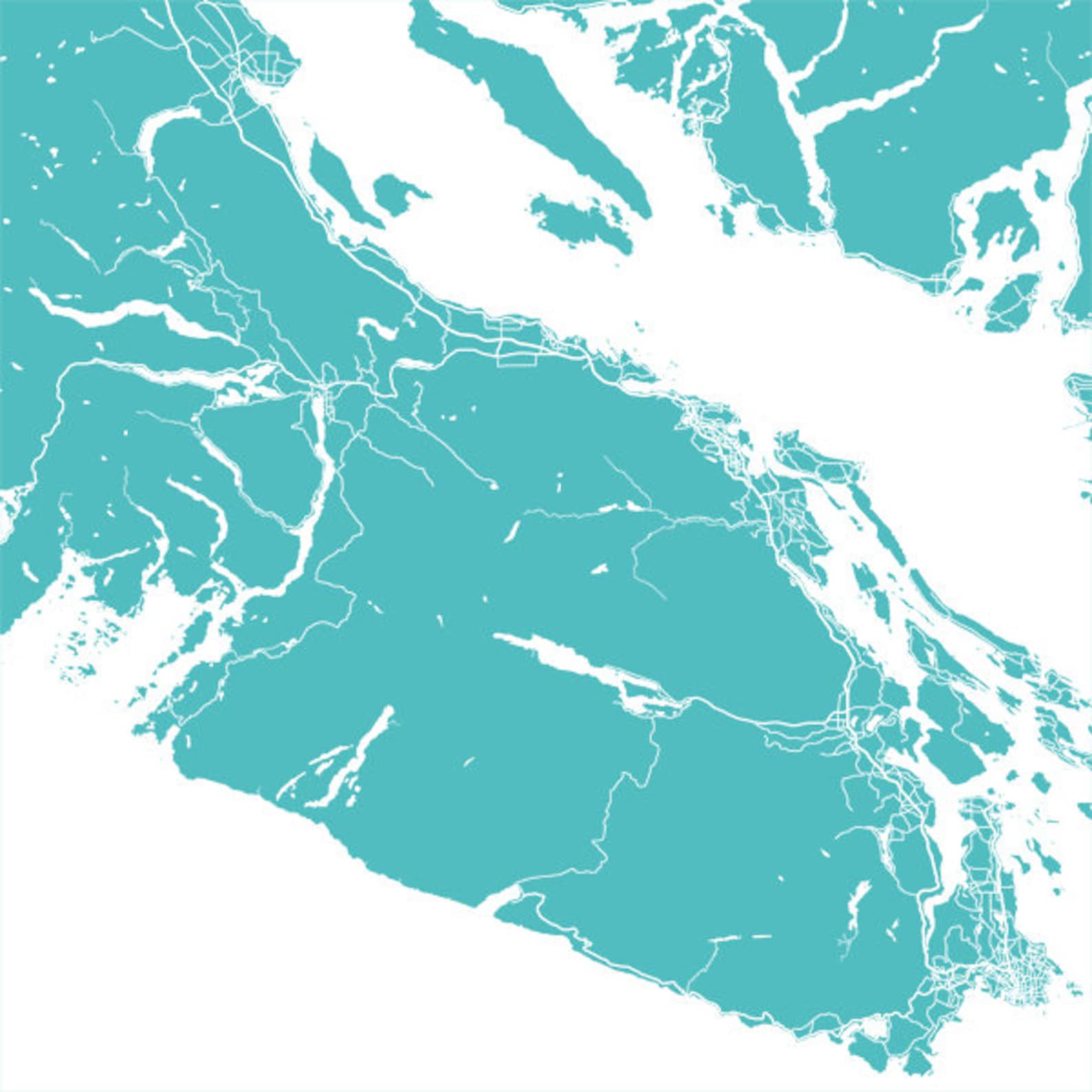 Vancouver Island BC Map Poster Print British Columbia - Etsy