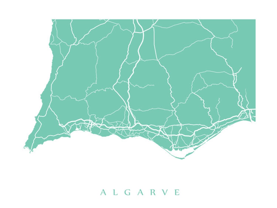 Algarve Map Print Portugal Art Poster - Etsy
